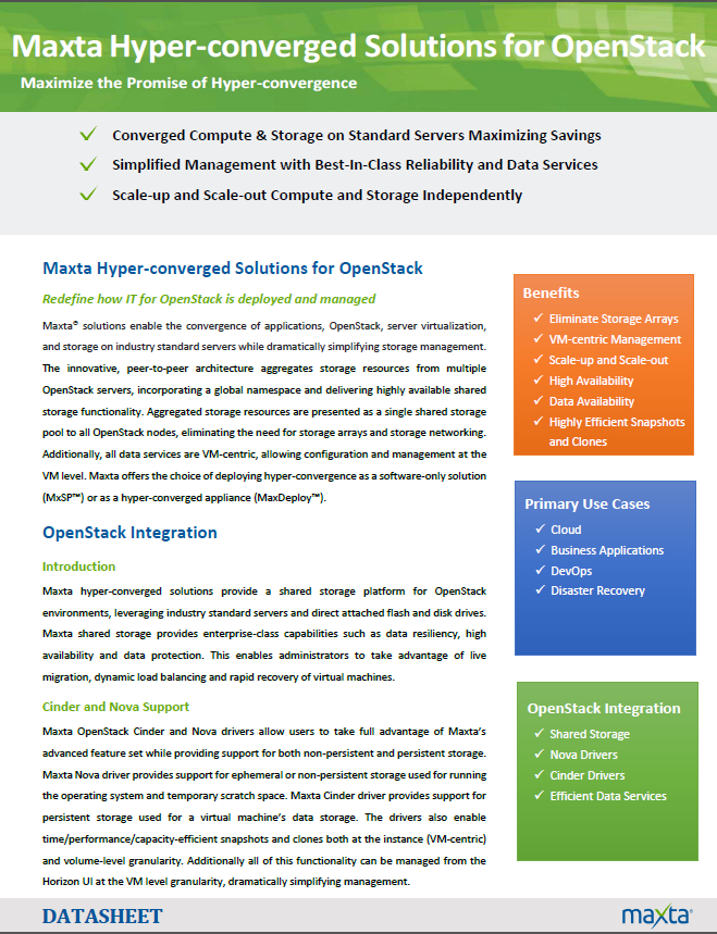 RPDF_Maxta Hyper-converged Solutions for OpenStack | Maxta